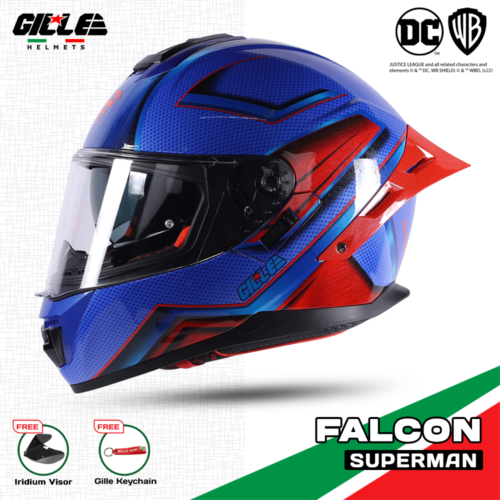 Gille Helmet 883 FALCON SUPERMAN Motorcycle Helmets Full Face Dual Visor Free Iridium Lens ...