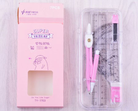 Metal Compasses Student Stationery Ruler Triangle Protractor Compass ...