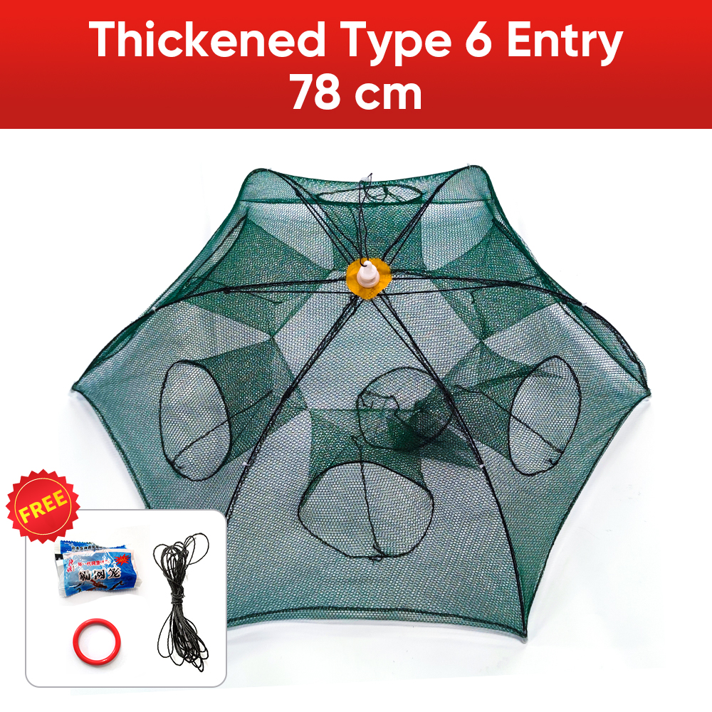 Mitsushi Folding Umbrella Fish Net 4 Hole Shrimp Cage Crab Fish Trap ...