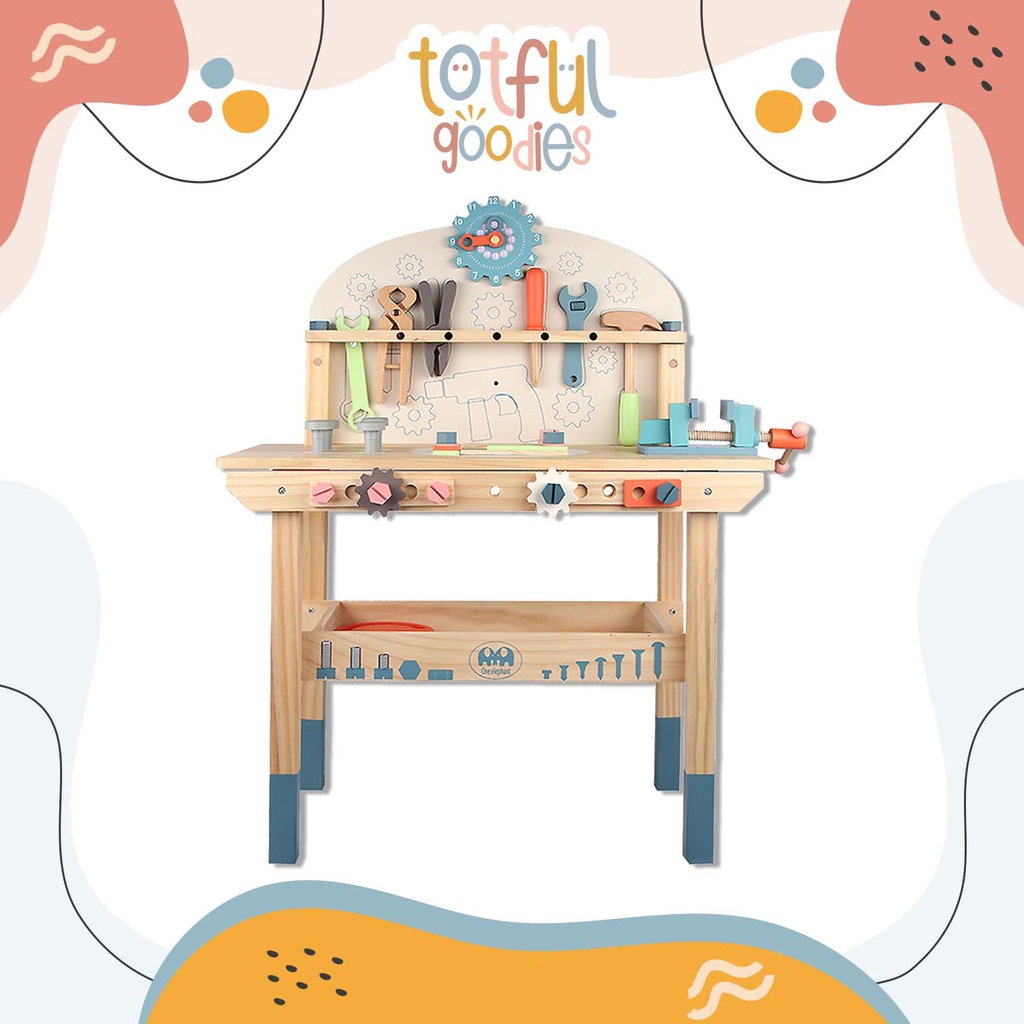 【In Stock】 READY STOCK Kids Wooden Tool Bench Table Workbench Pretend ...