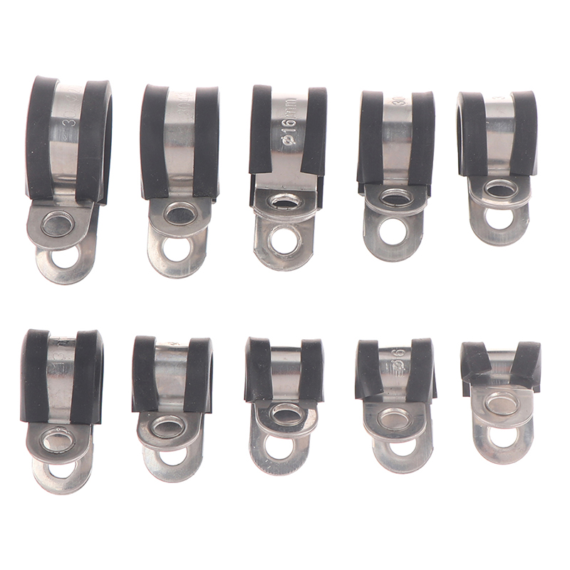 Jay 2pcs 304 Stainless Steel Rubber Lined P Clips Cable Mounting Hose ...