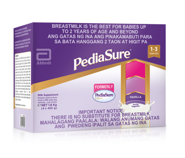 PediaSure 1-3 Vanilla 1.8kg / 1800g 1-3 y.o (4x450g) (exp: Jan 2024 ...