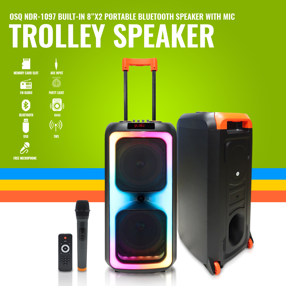 OSQ NDR-1088|1097 |1098 Portable Rechargeable Bluetooth Party Trolley ...
