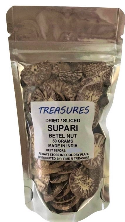 Treasures Supari - Betel Nut - Dried/Sliced - 100% Pure From India (50g ...
