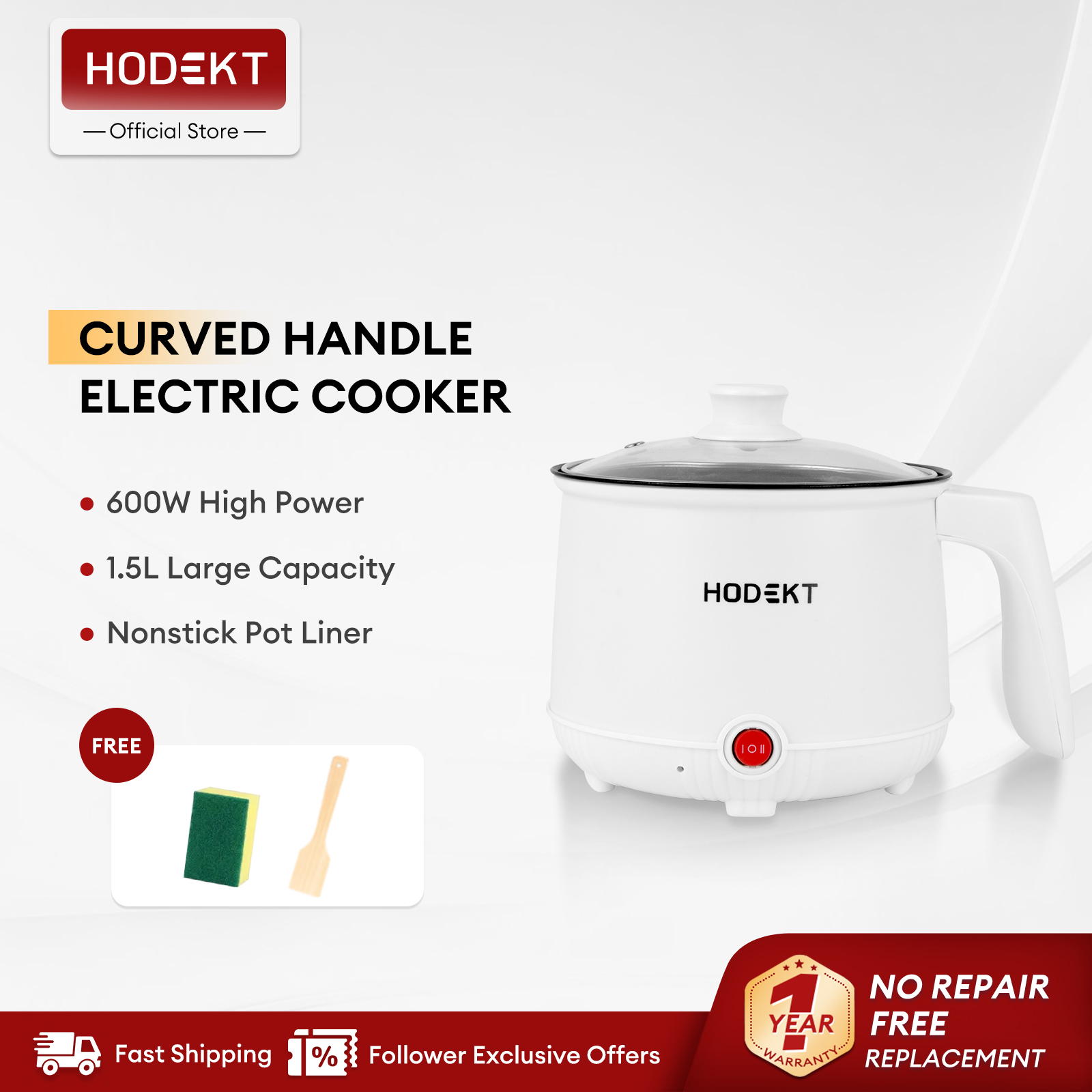 HODEKT Mini Rice Cooker 1.5L Multi-function Cooker Non-Stick Inner Pot ...