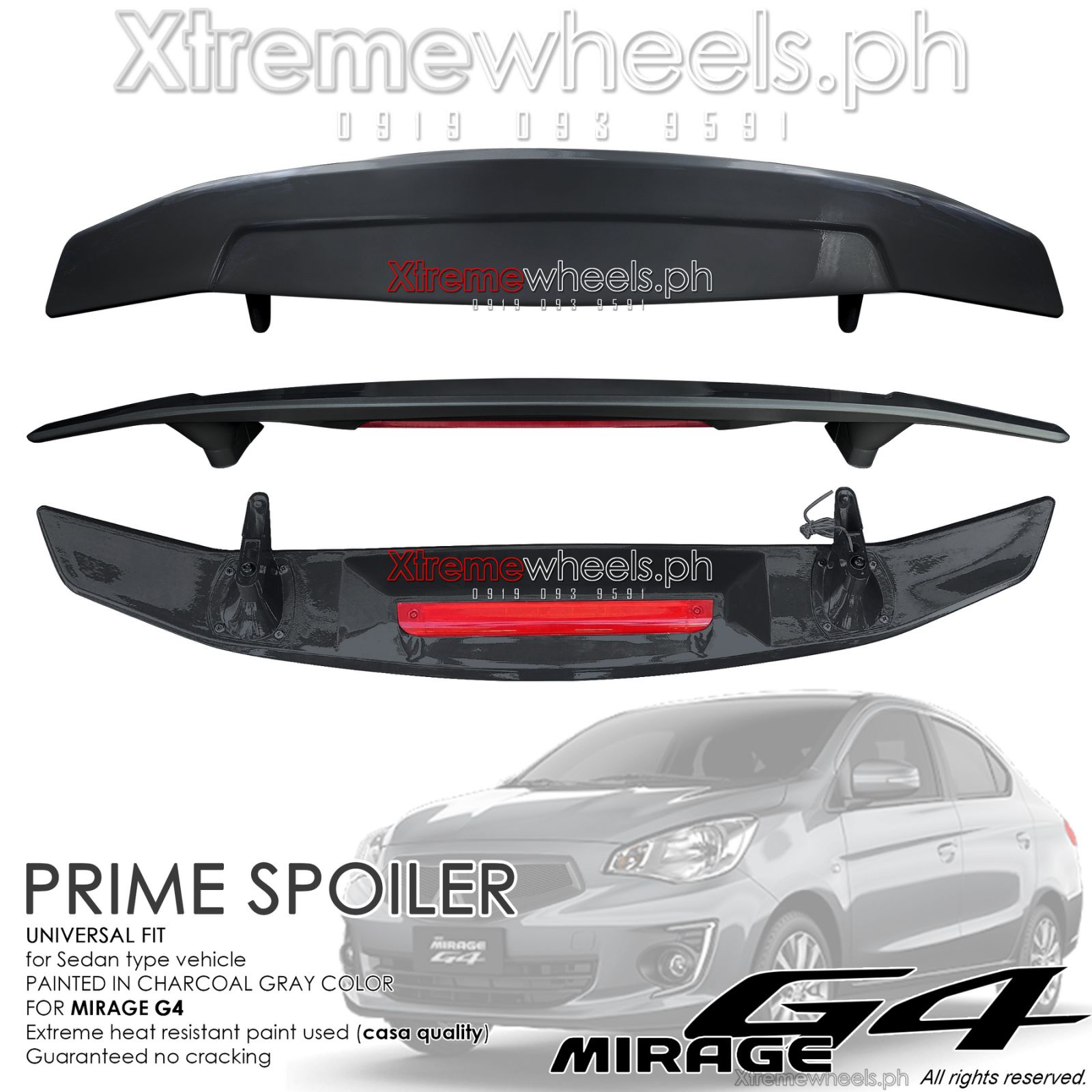 Mirage G4 2014-2023 Prime Spoiler Charcoal Gray Metallic finish Casa ...