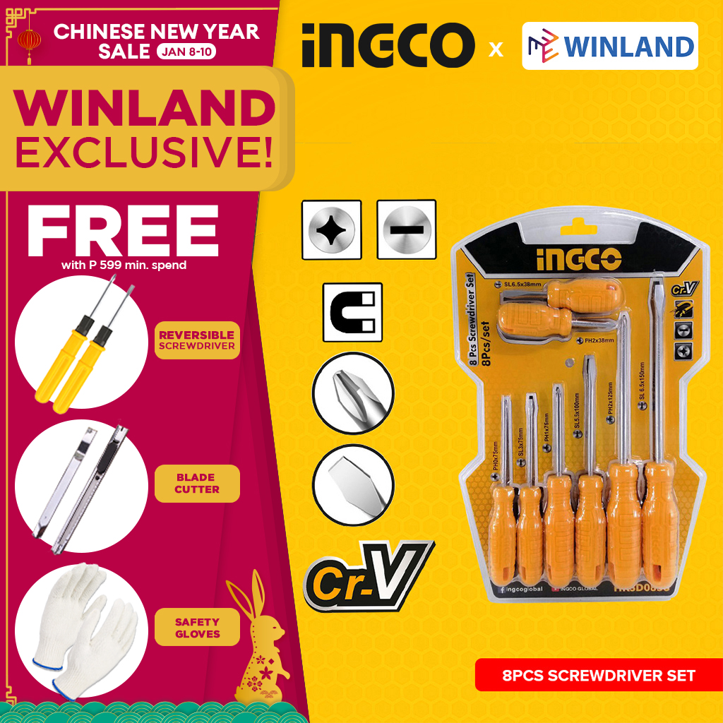 INGCO by Winland 8Pcs Screw driver Set Screwdriver HKSD0858 | Lazada PH