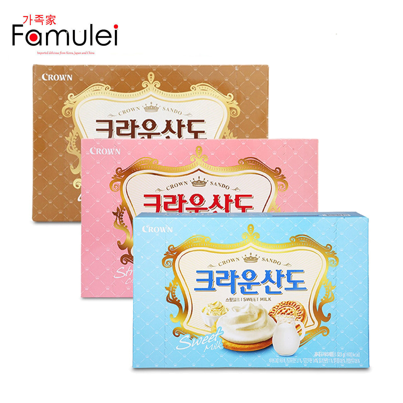 Crown Sando Sandwich Biscuit Strawberry Cream Cheese Choco Vanilla 161g ...