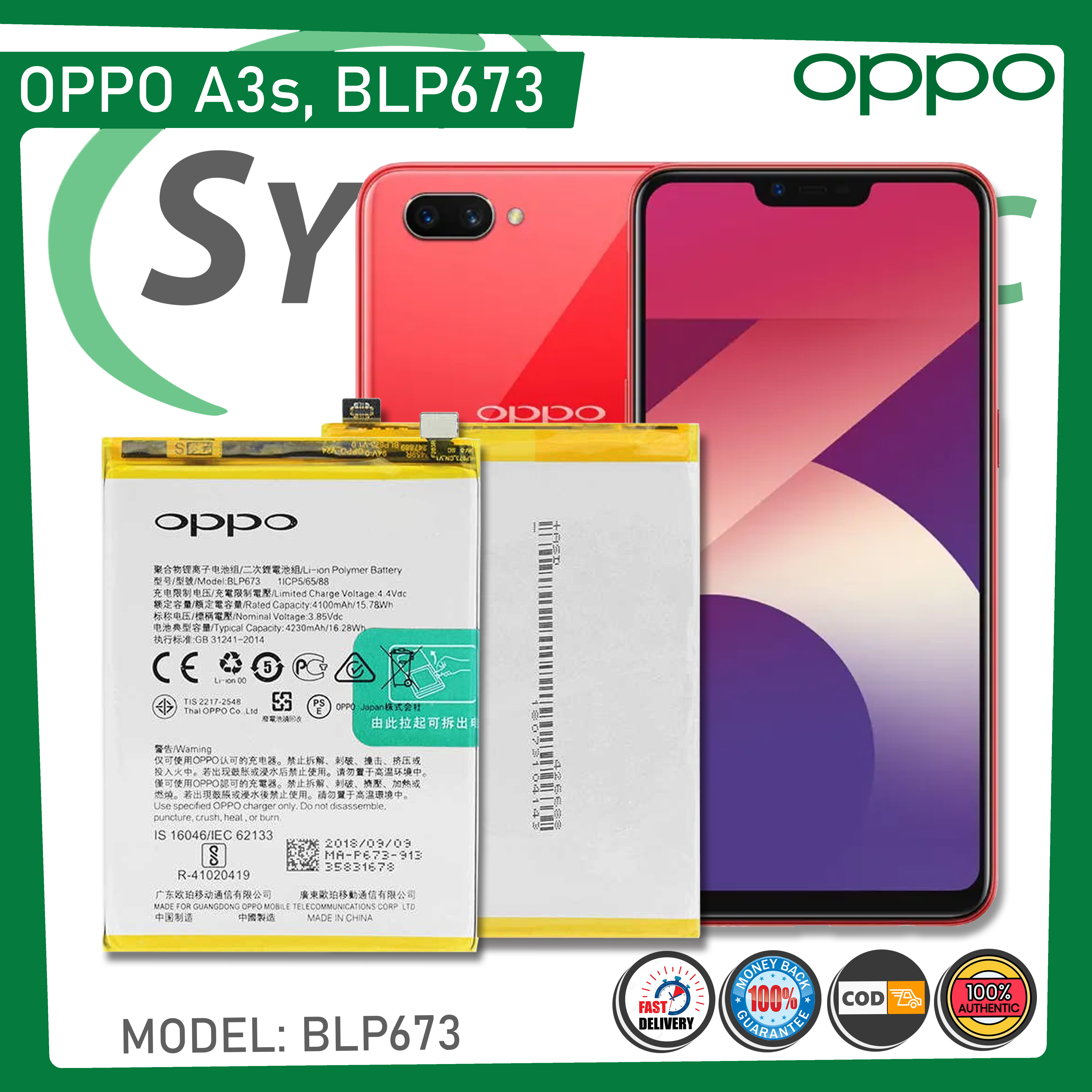 For OPPO A3s Battery Original, Model: BLP673 High Quality Phone Battery ...