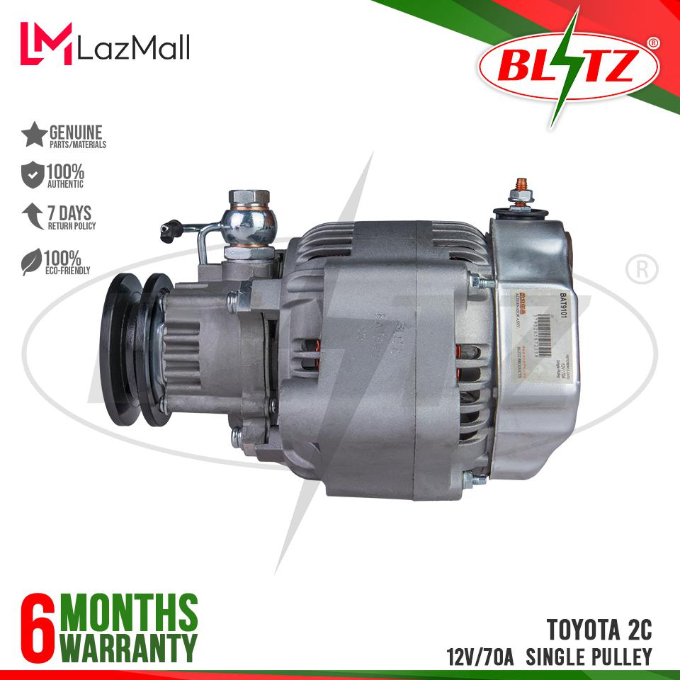 BLITZ ALTERNATOR ASSEMBLY TOYOTA 2C 12V/70A SINGLE PULLEY 6 MONTHS ...