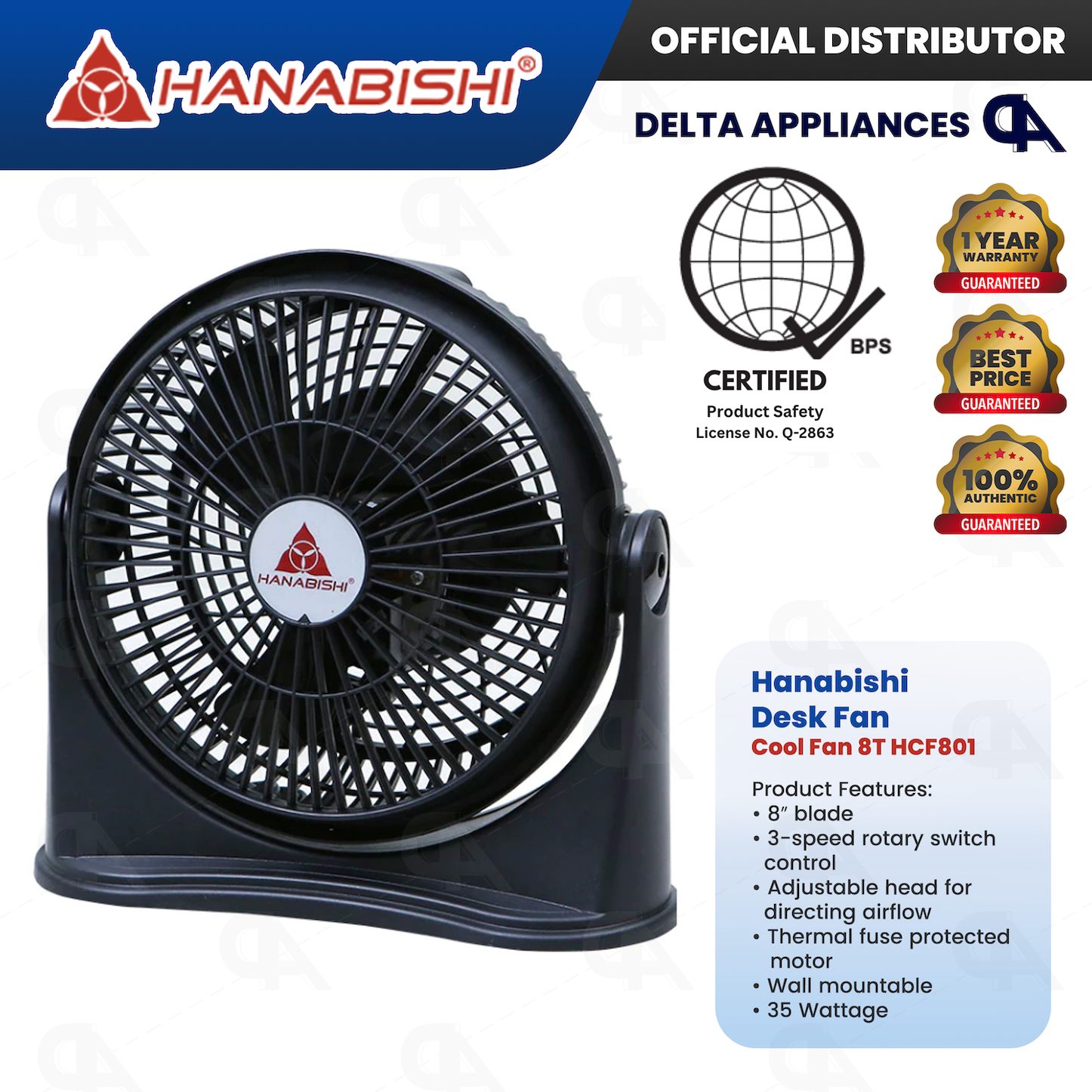 Hanabishi Desk Fan Floor Fan Wall