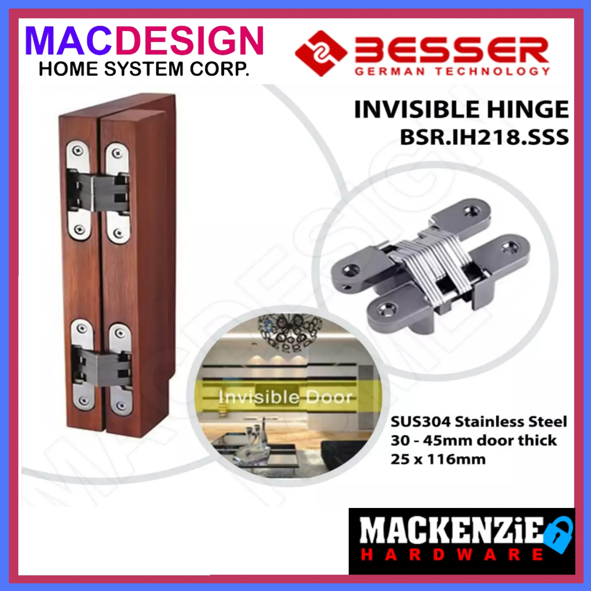 BESSER IH218 INVISIBLE HINGE STAINLESS 304 SSS MACDESIGN HOME (OFFICIAL ...