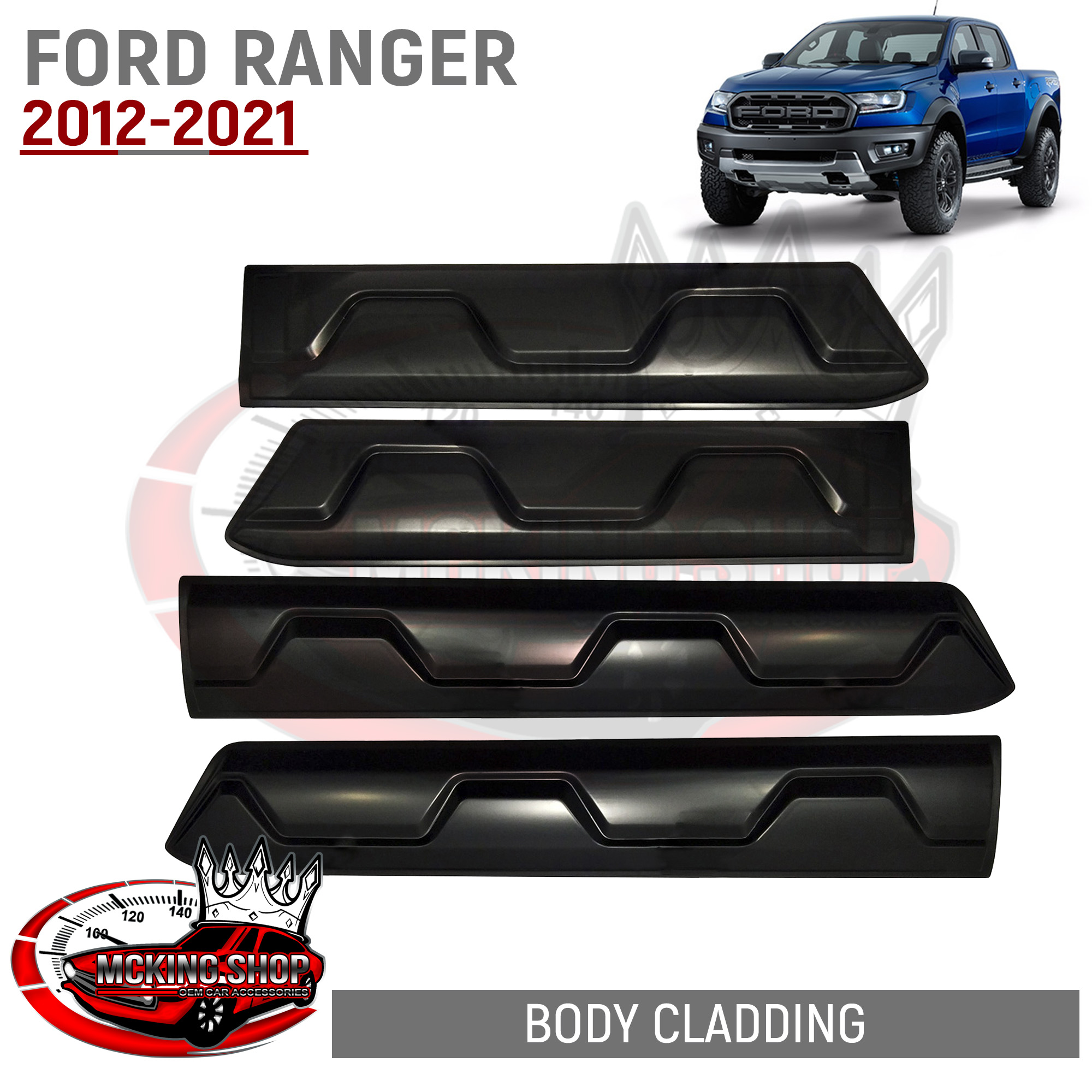 Ford Ranger Raptor 2012-2021 Side Body Cladding (Black) | Lazada PH