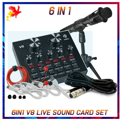 Letsview 6-in-1 V8 Sound Card Set Studio Series Microphone Condenser ...