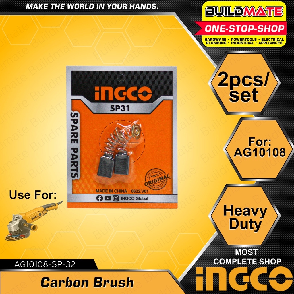 INGCO 2PCS/SET Carbon Brush for Angle Grinder Replacement Part Carbon ...