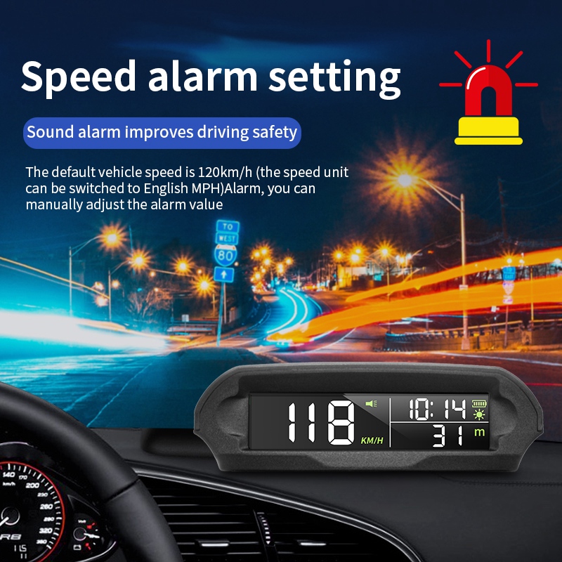 X98 Universal HUD Car Solar Digital Meter GPS Speedometer Overspeed ...