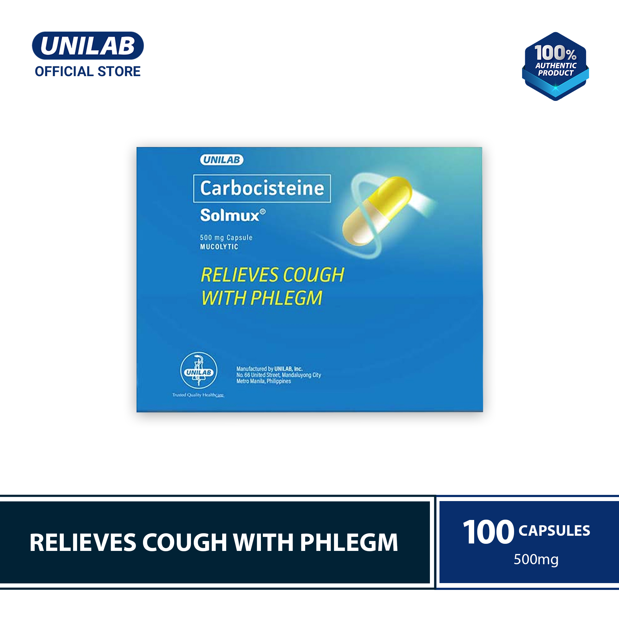 Unilab Solmux 500 mg 100 Carbocisteine Capsules - Fast and Trusted ...