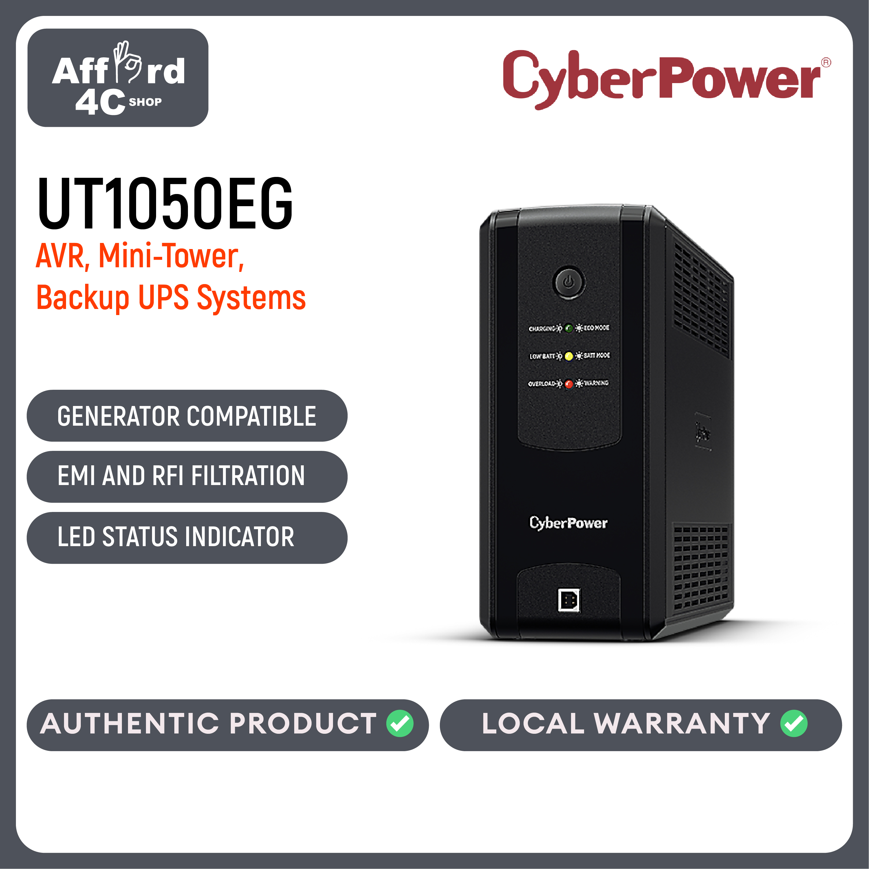 CyberPower UPS 1050VA/630W,Green,2 Year Warranty for Battery | Lazada PH