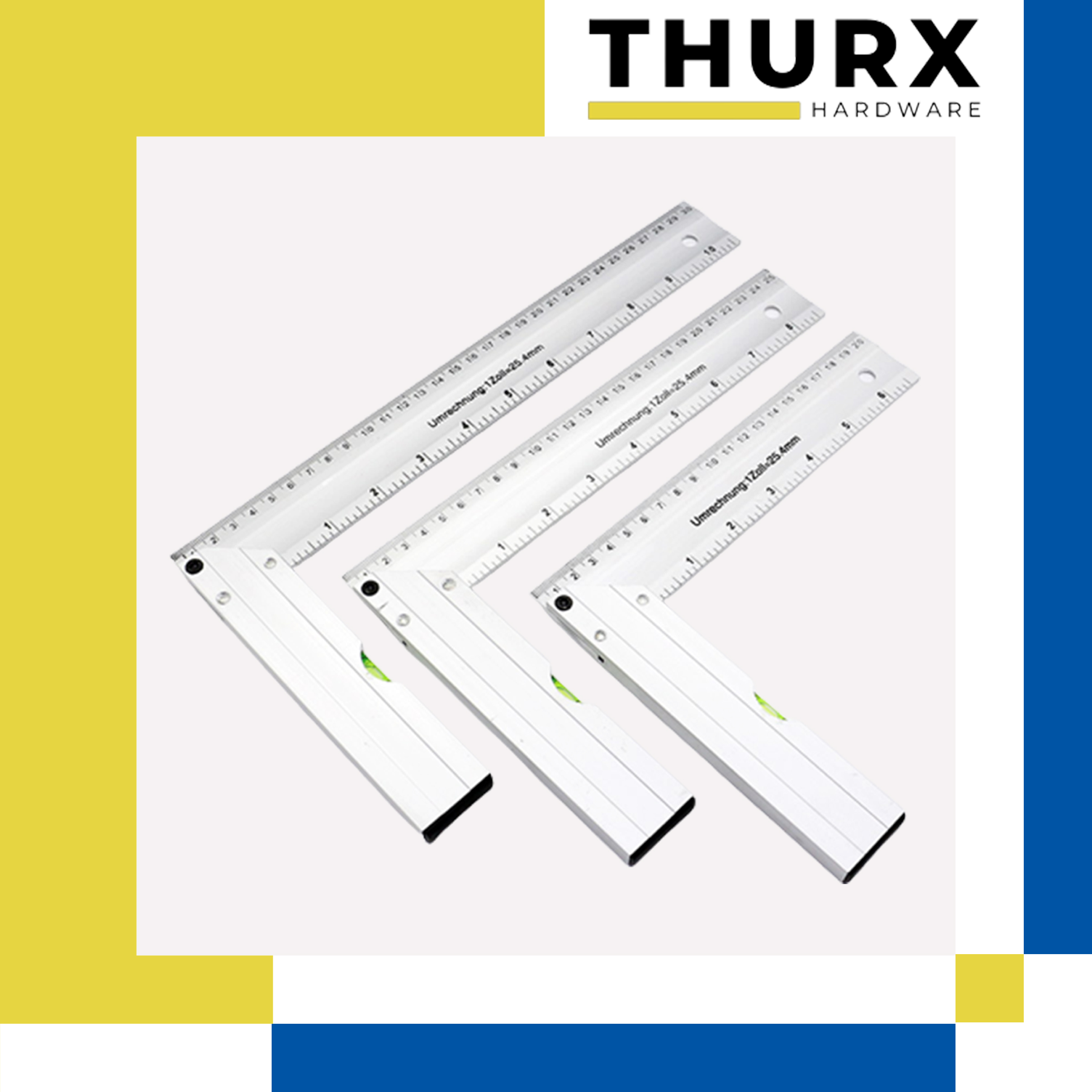 Thurx Aluminium Square 30cm 50cm 60cm with Level Bar L Square Angle ...