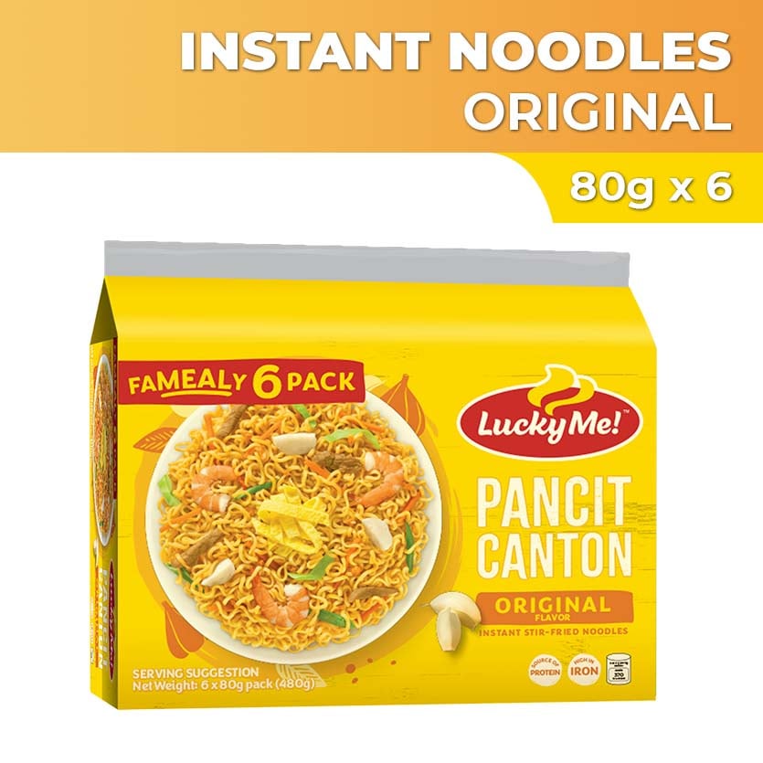 Lucky Me! Pancit Canton Original Multipack, Dry Instant Noodles 80g x 6 ...