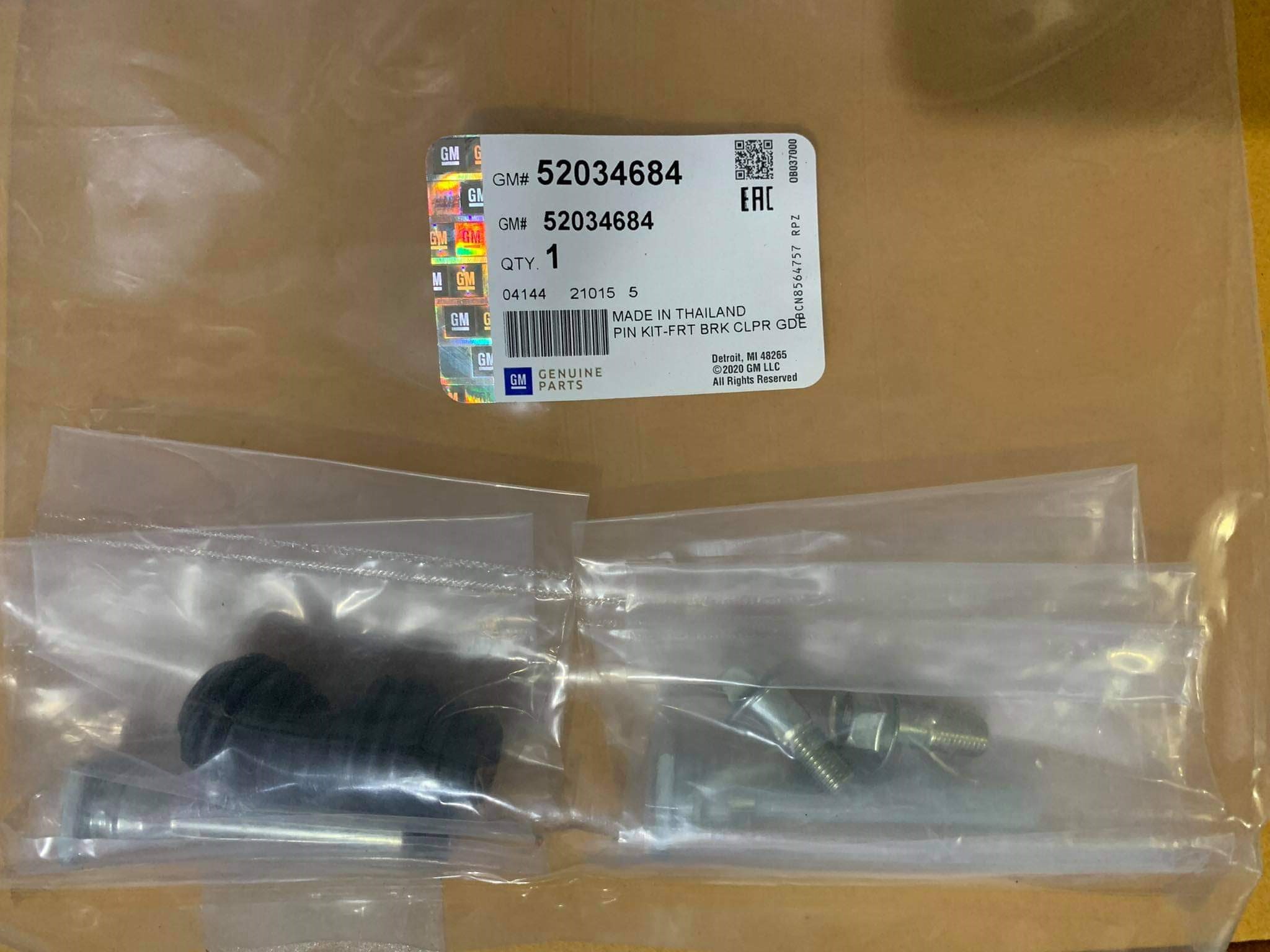 Rear Brake Caliper Pin Kit (K03 4, 5, 7) - GM 52034684 - Chevrolet ...