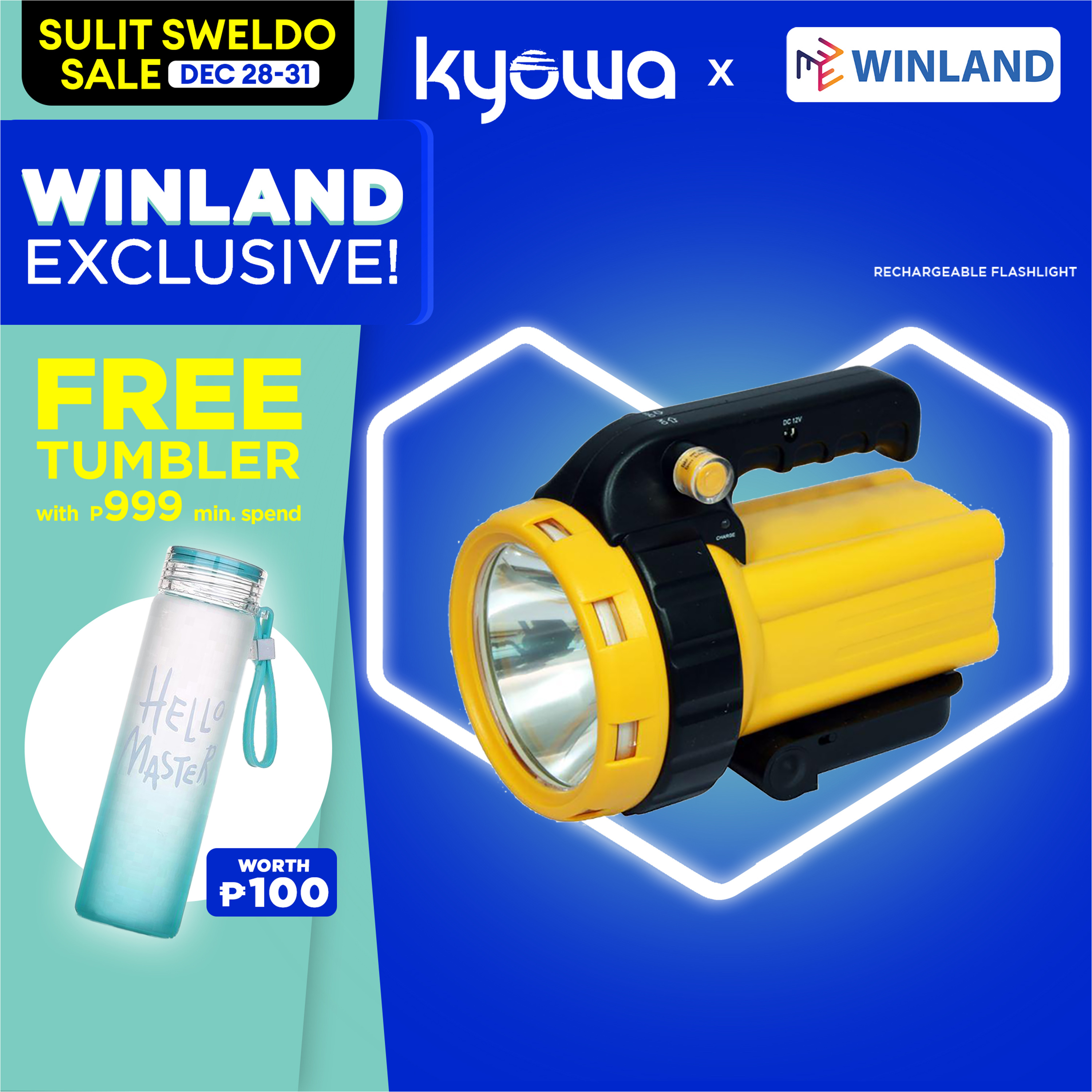KYOWA by Winland Rechargeable LED Flashlight Flash light Rechargeable ...