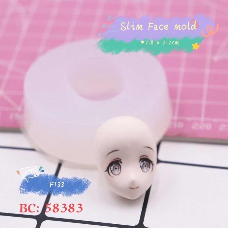 ASM Slim face mold | Doll face mold | Female chibi face silicone mold ...