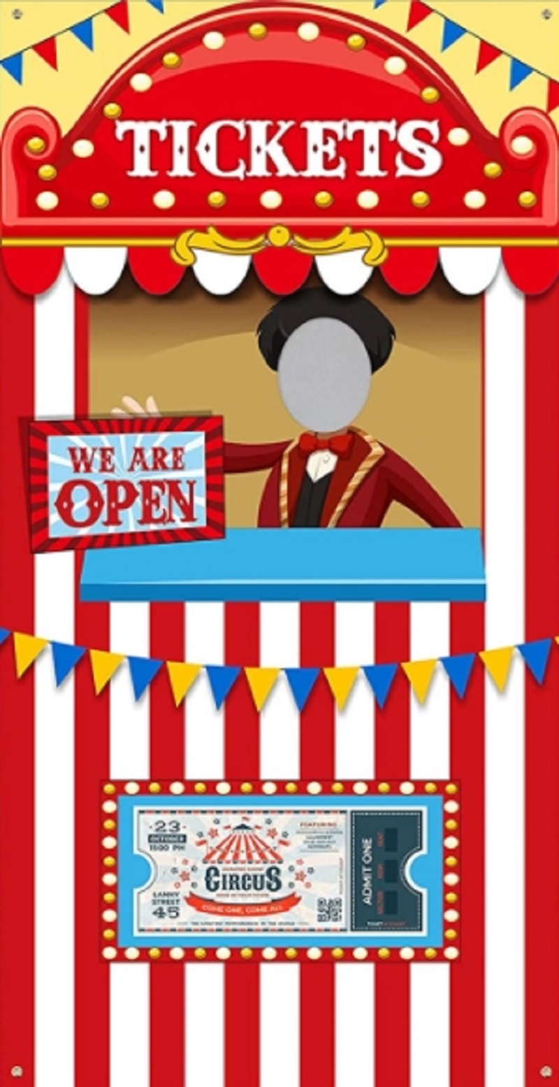 Party Decoration Carnival Circus Photo Banner Ticket Booth Backdrop ...