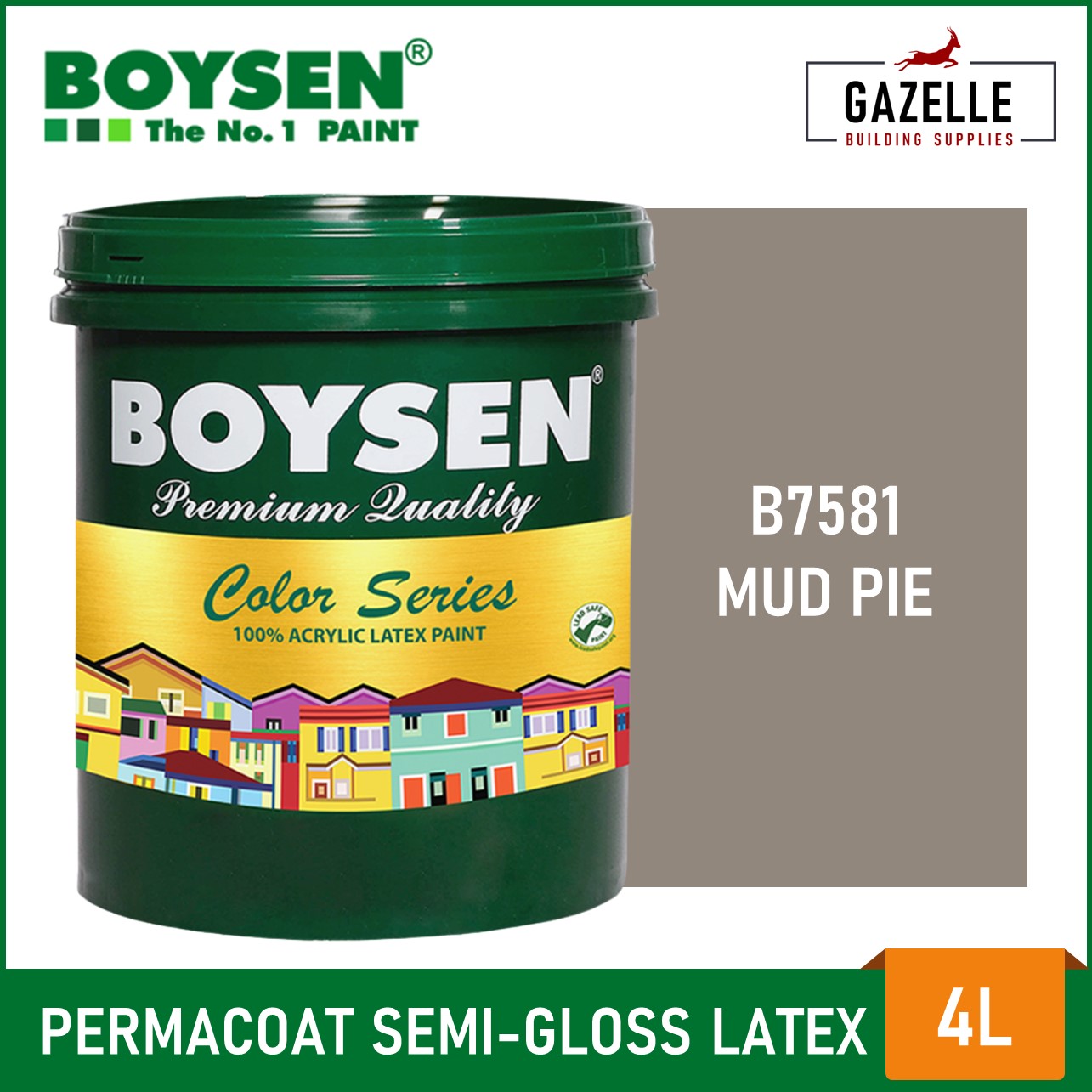 Boysen Color Series Permacoat Semi Gloss Latex Mud Pie B7581 Acrylic Boysen Color Series Permacoat Semi Gloss Latex Mud Pie B7581 Acrylic