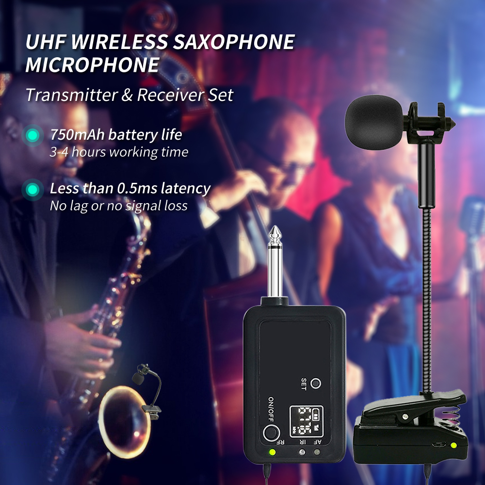 UHF Wireless Instruments Microphone Saxophone Microphone Transmitter ...