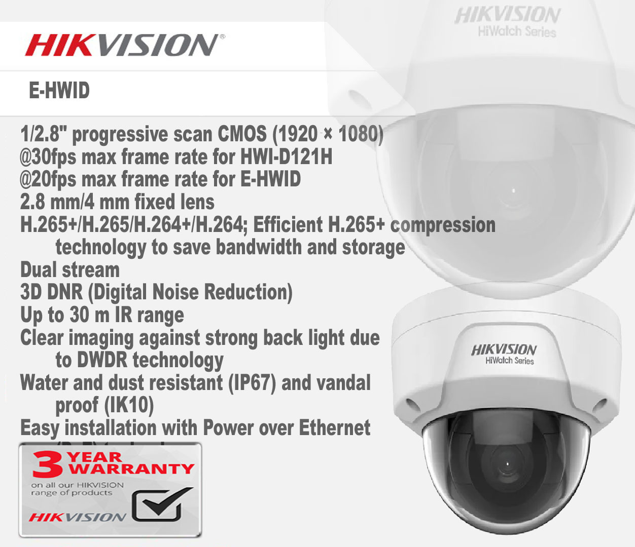 Hikvision Eco-HiWatch IR Dome E-HWID E-HWID | Lazada PH