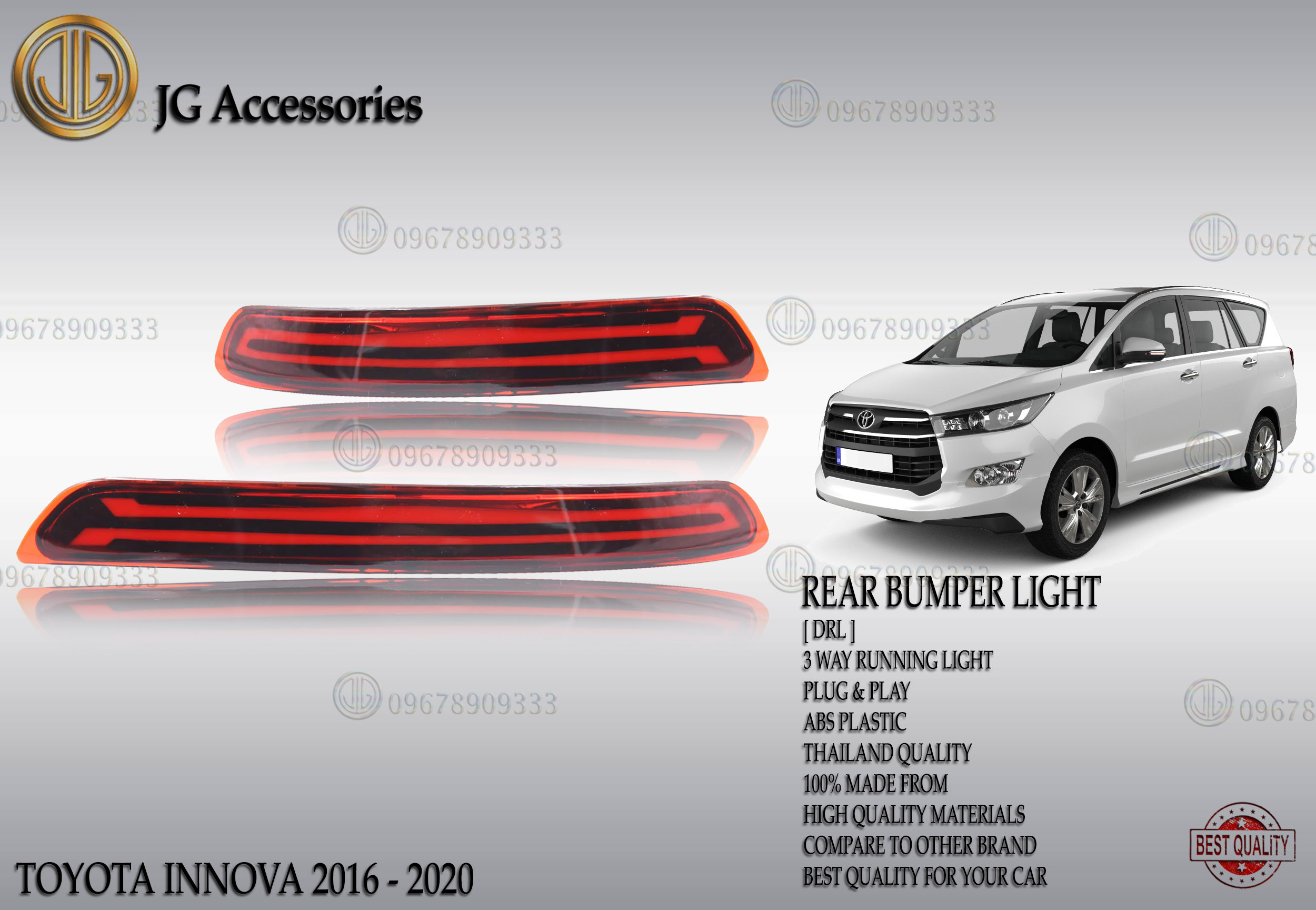 TOYOTA INNOVA 2016 2017 2018 2019 2020 2021 REAR BUMPER LIGHT RBL WATER ...