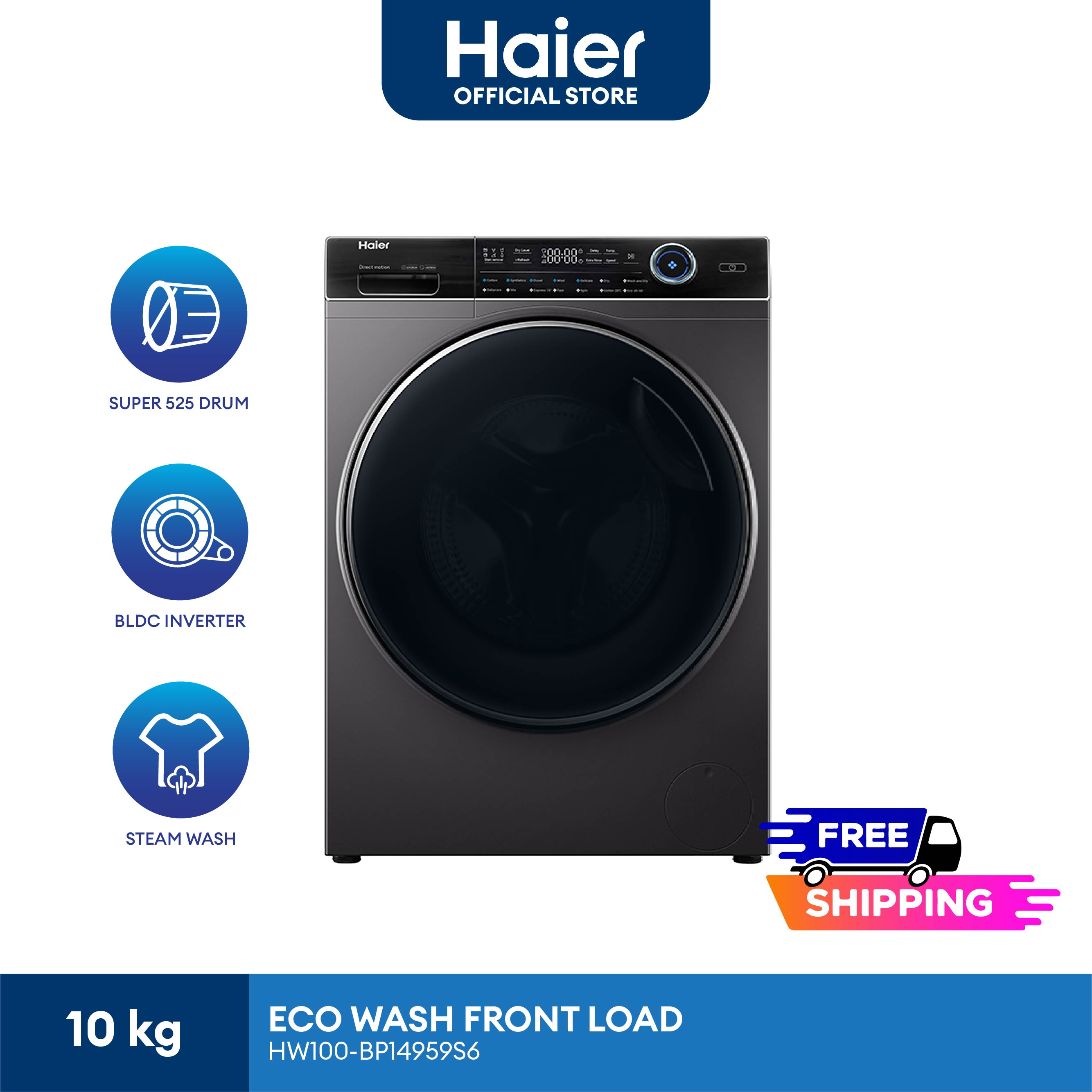 Haier HW100-BP14959S6 10.0 kg Eco Wash Front Load Inverter Series ...