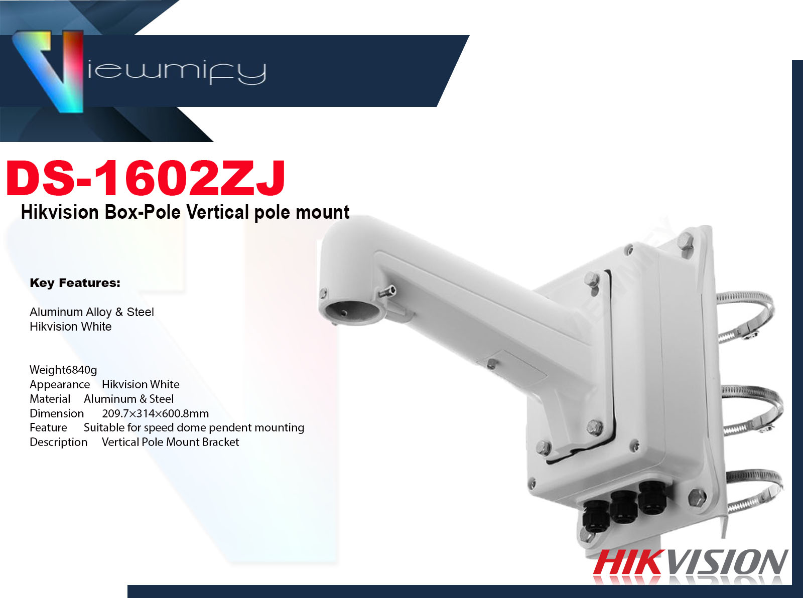 Hikvision DS-1602ZJ-Box-Pole Vertical pole mount | Lazada PH