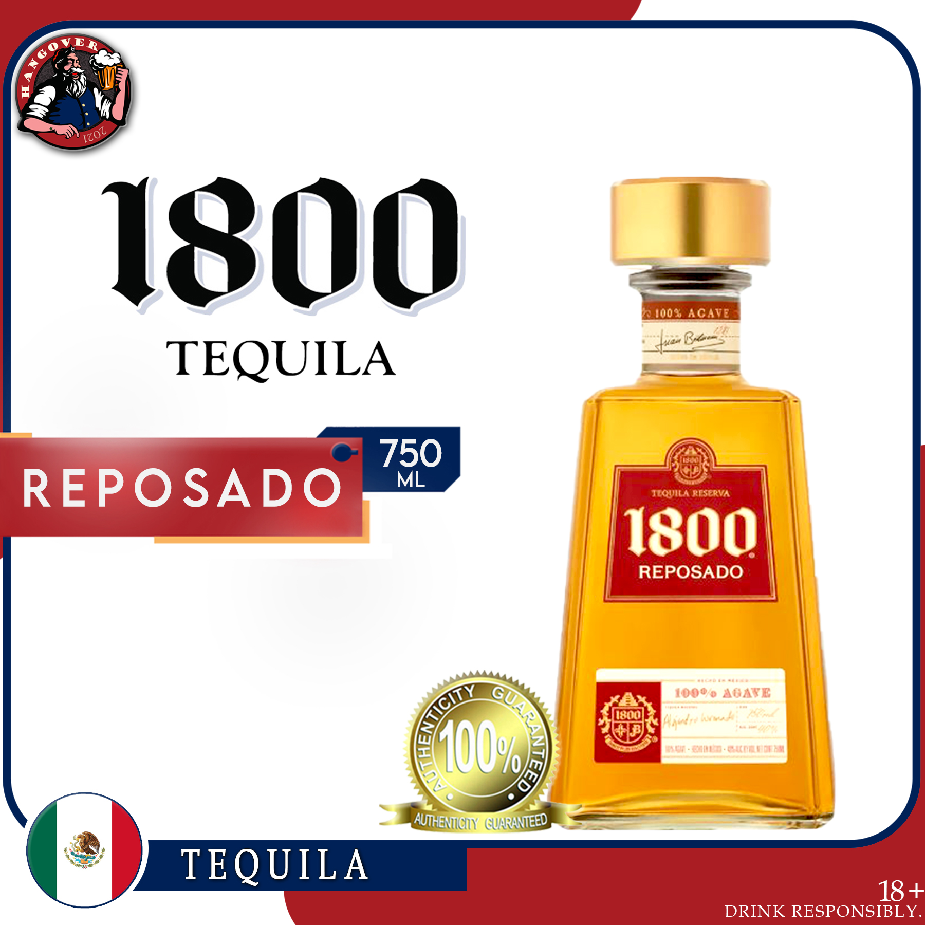 1800 Reposado Tequila 750ml with free Shot Glass | Lazada PH