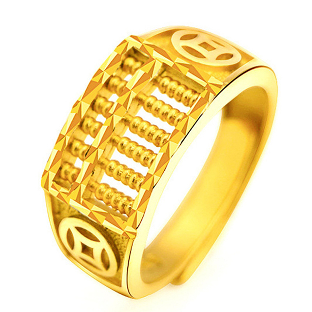 24K Gold-Plated Copper Ring Coin Gold Abacus Open Ring | Lazada PH