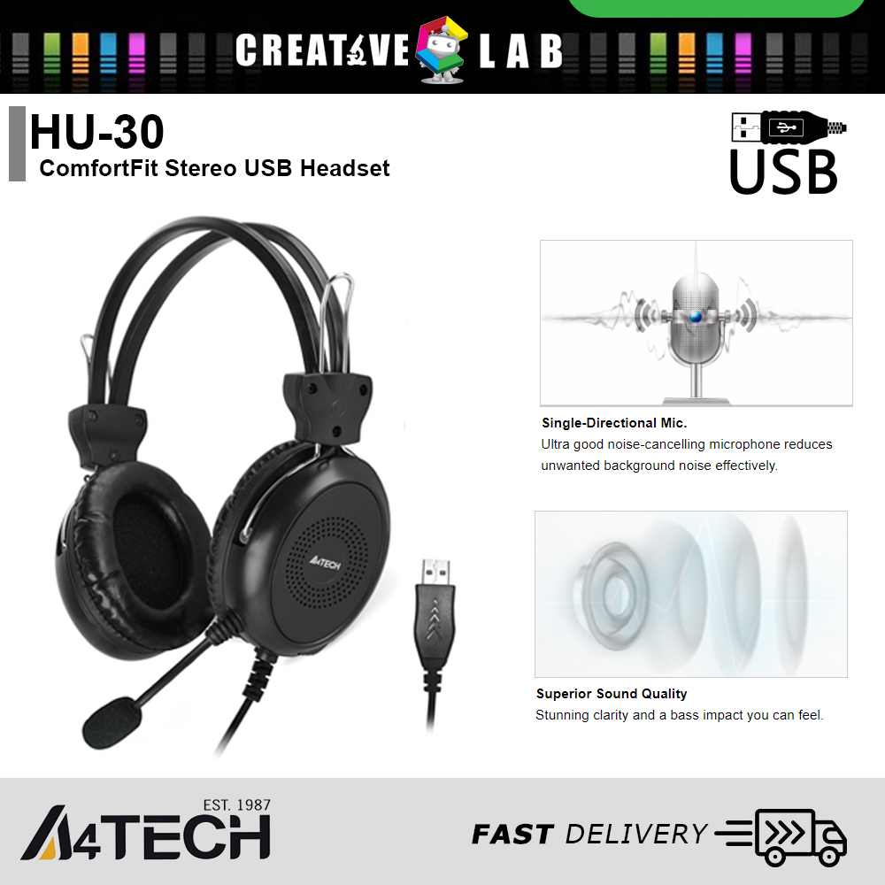 ORIGINAL A4TECH USB HEADSET COMFORTFIT STEREO USB HEADSET (Ultra good ...