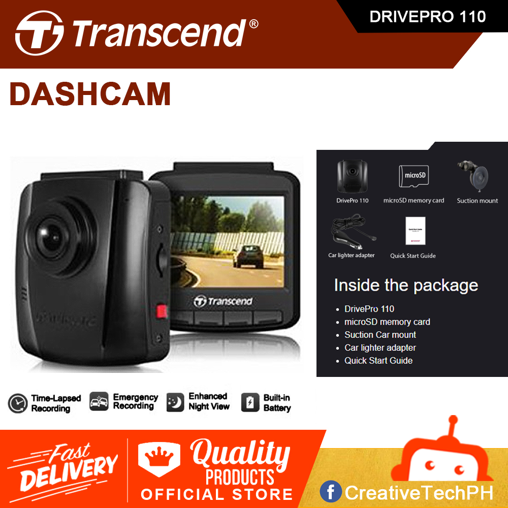 Transcend DrivePro 110 Dashcam Camera Recorder 32gb with Suction Mount ...