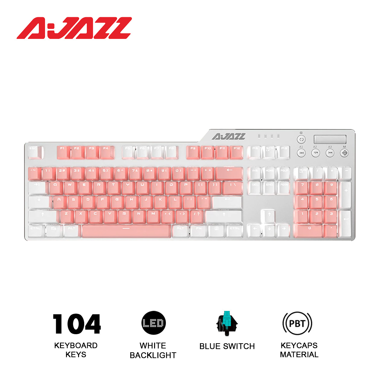 Ajazz AK35i PBT Version Gaming Mechanical Keyboard (White/Pink) (Blue ...