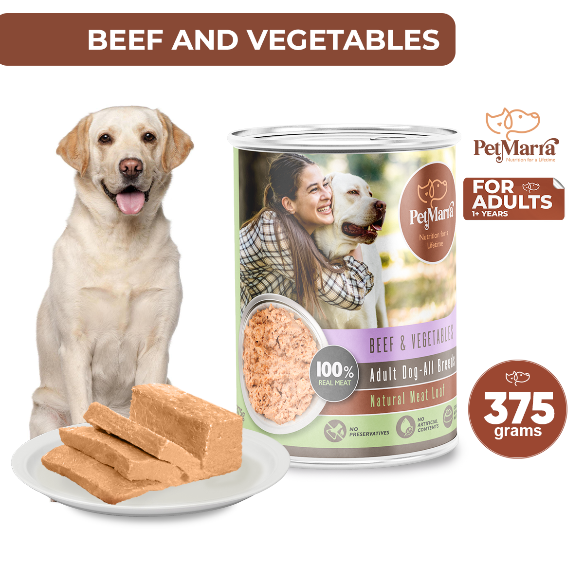 PetMarra Natural Meat Loaf Adult Dog Wet Food Can Lamb Beef and ...