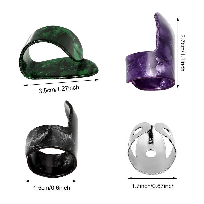 15 Pieces Guitar Picks Ring Thumb Finger Picks Stainless Steel Finger ...