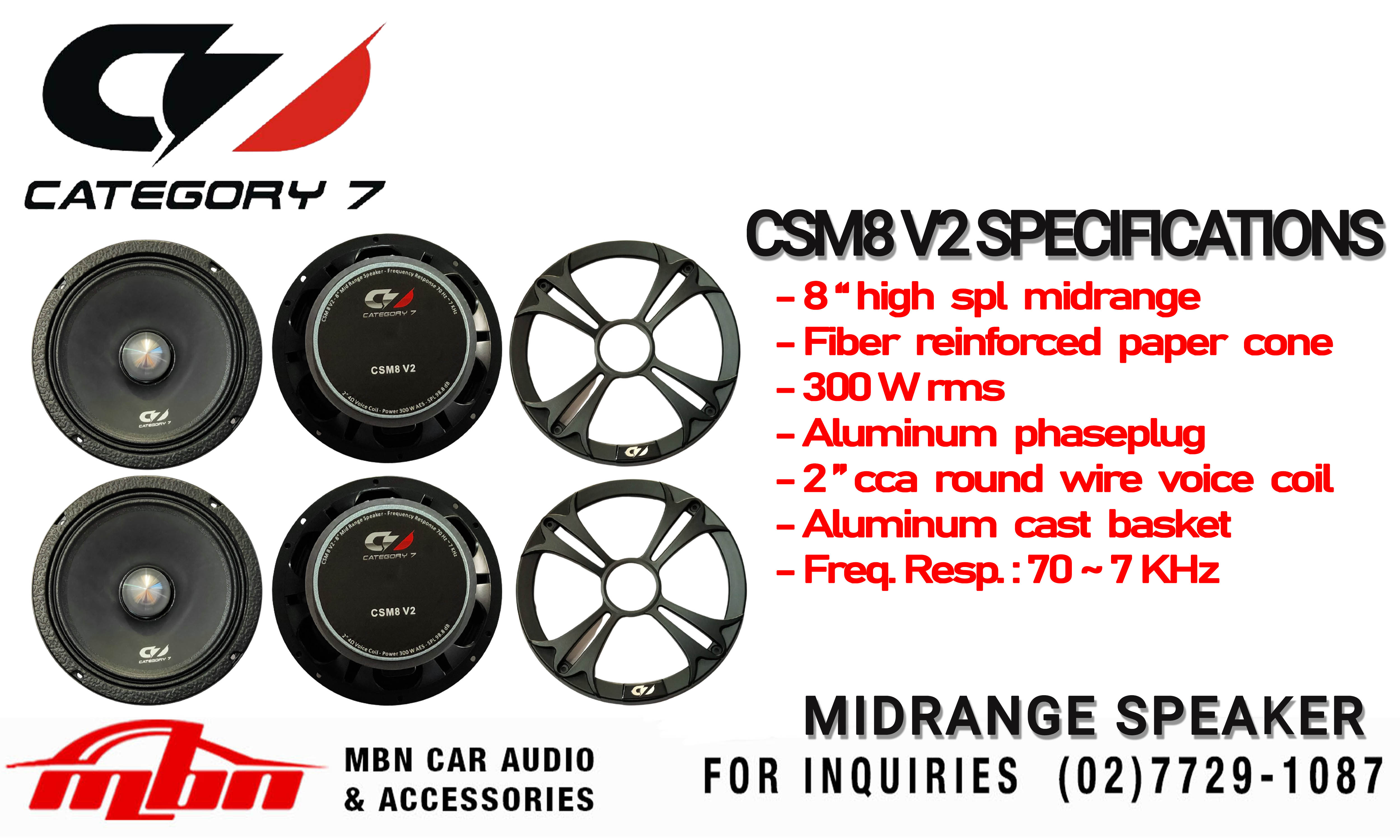 CSM8-V2 Category 7 8inches Midrange Speake 300rms, 8" Raw Driver 2pcs ...