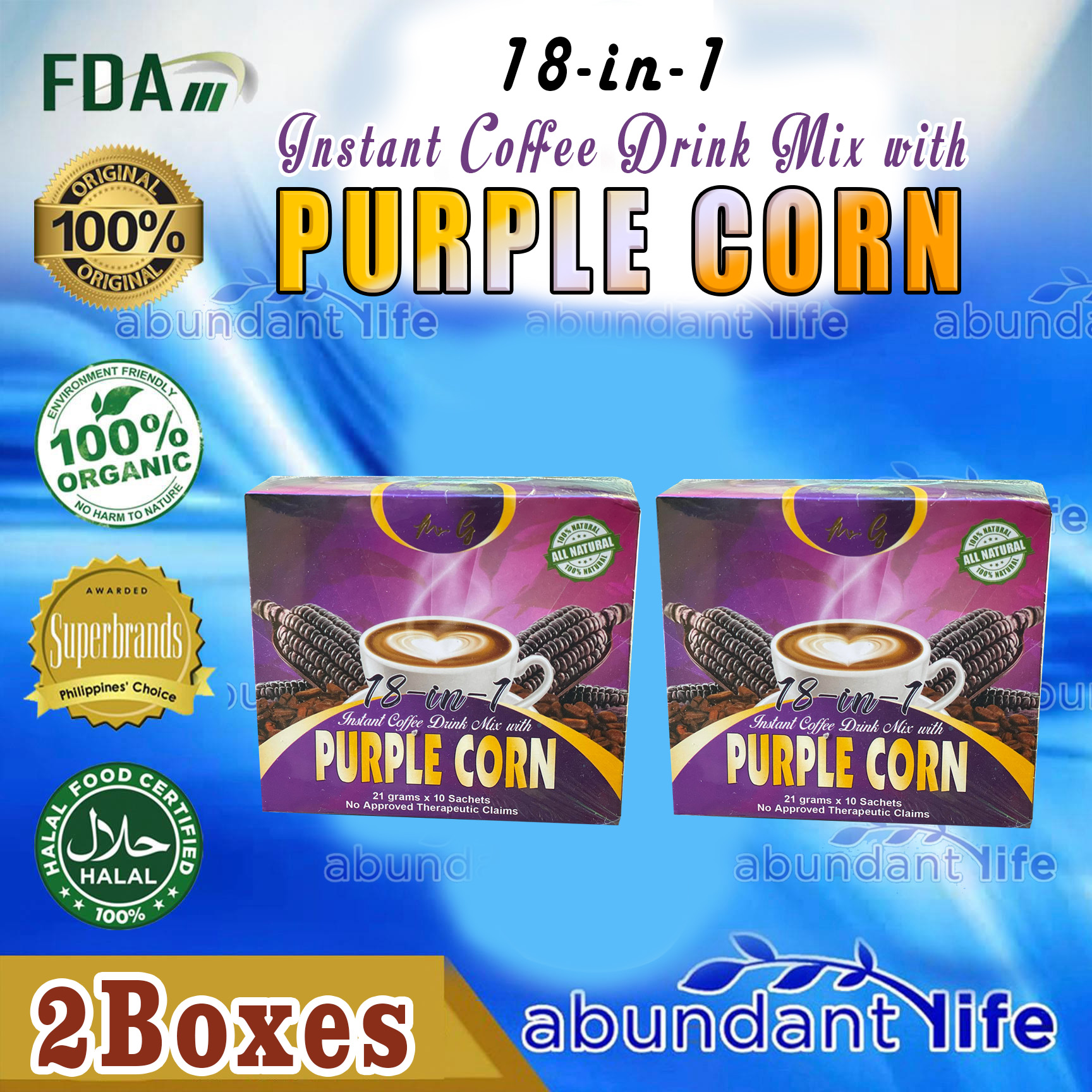 2 Box Ms. G PURPLE CORN 18 IN 1 COFFEE MIX 10sachet 100% AUTHENTIC sold ...