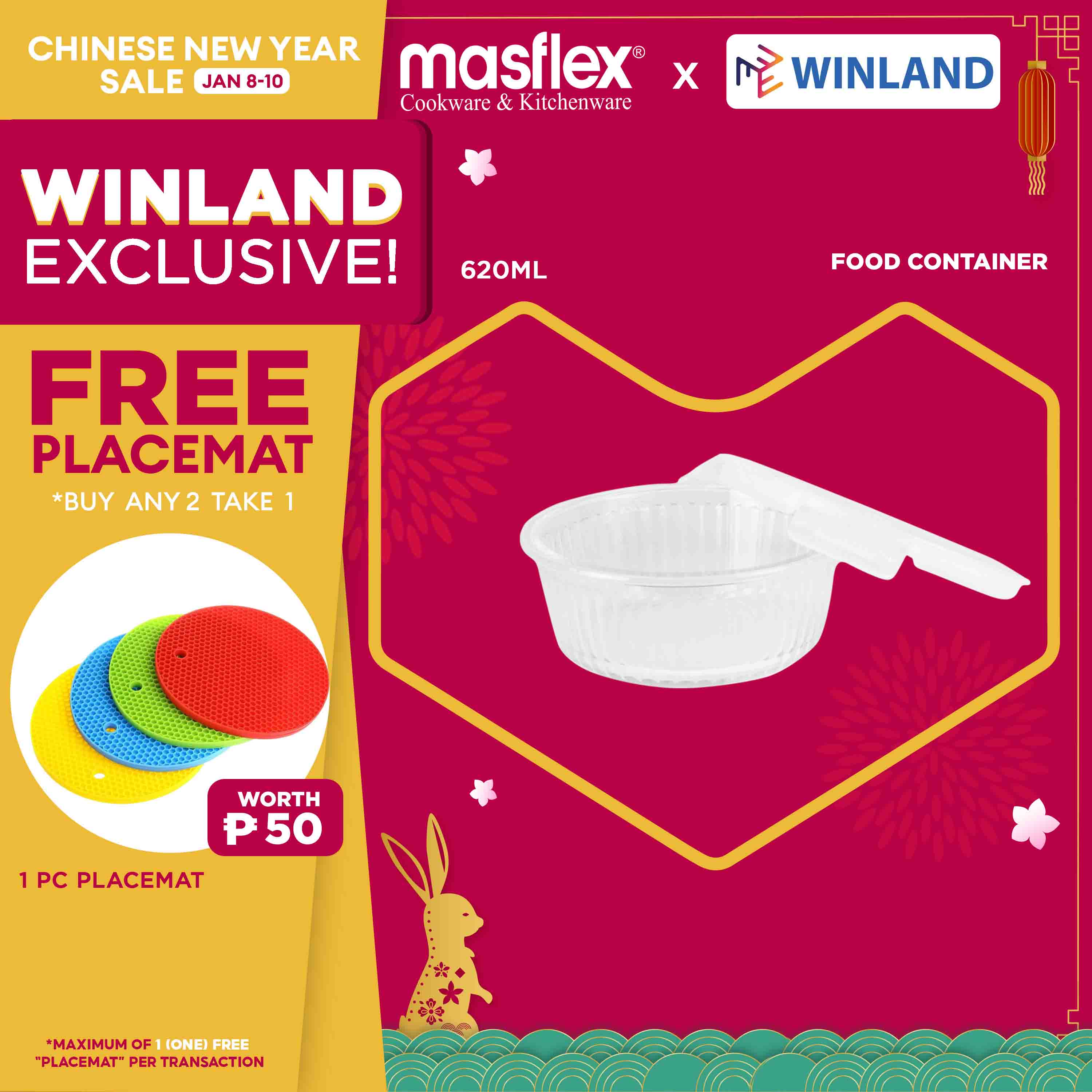Masflex by Winland 620ML/950ML Airtight Deluxe Round Glass Food ...