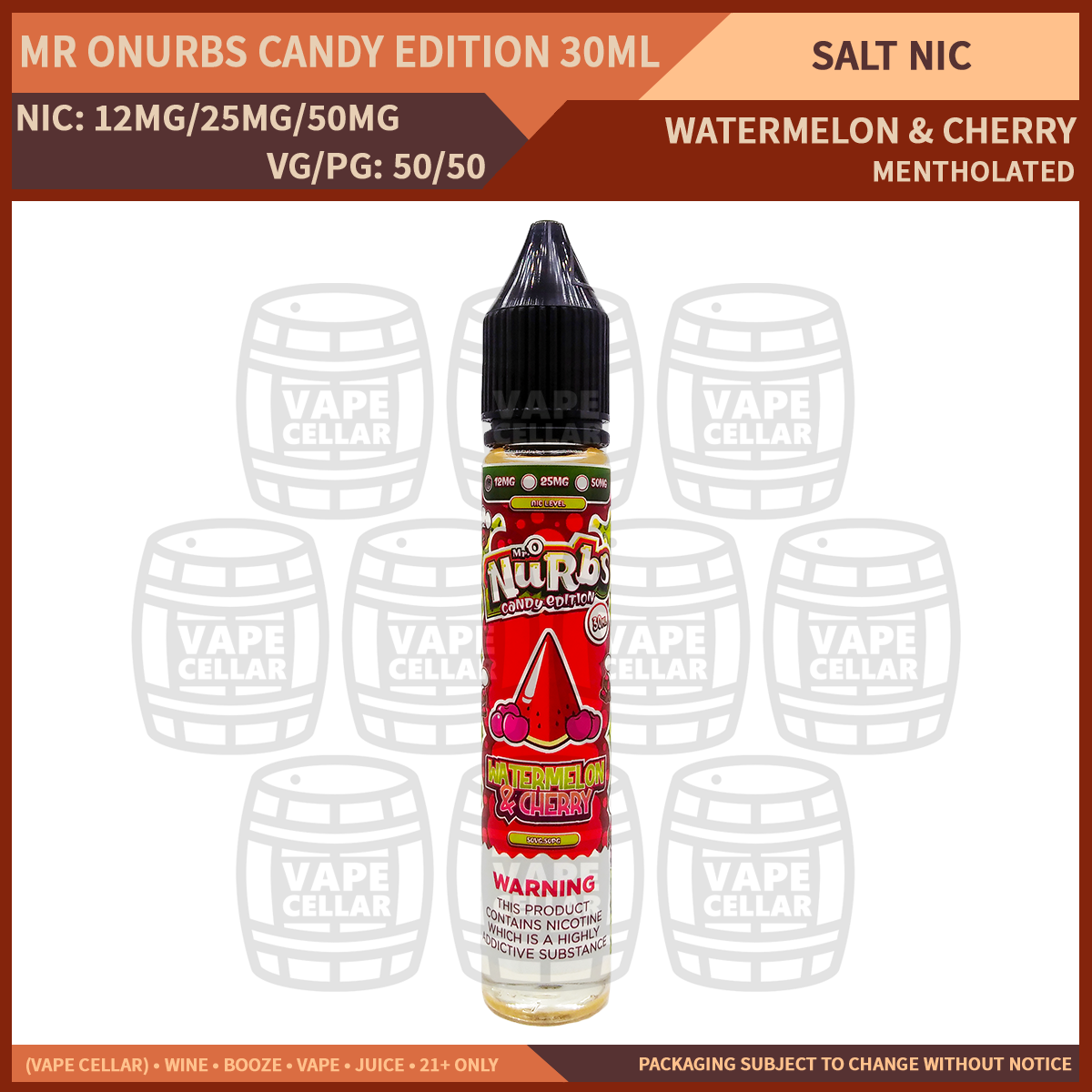 Mr Onurbs Candy Edition Salt 30ML Watermelon & Cherry (12MG, 25MG, 50MG) | Lazada PH