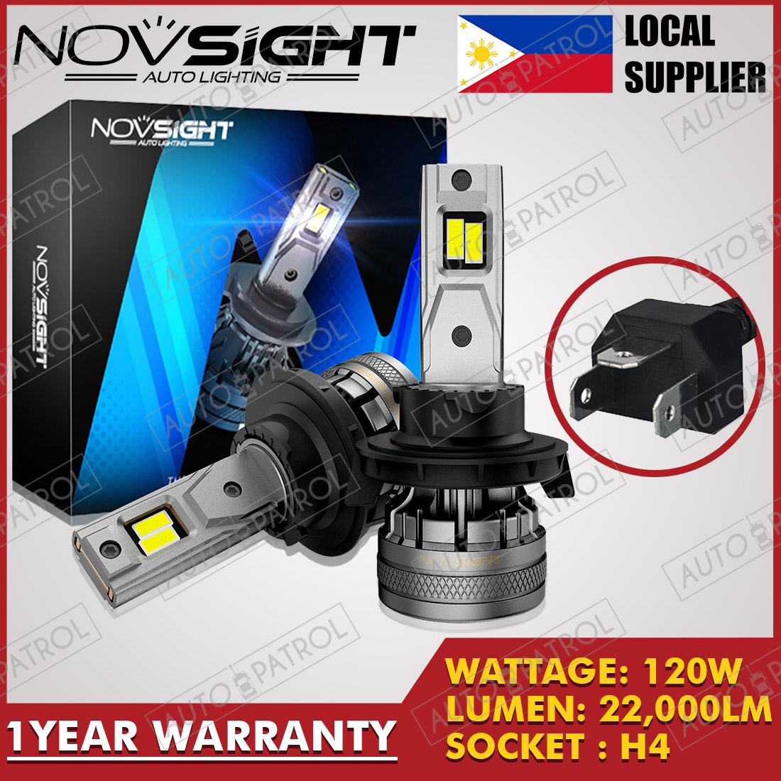 Novsight A500-N37 120W 22,000LM Car LED Headlight H4 Car Headlamp ...