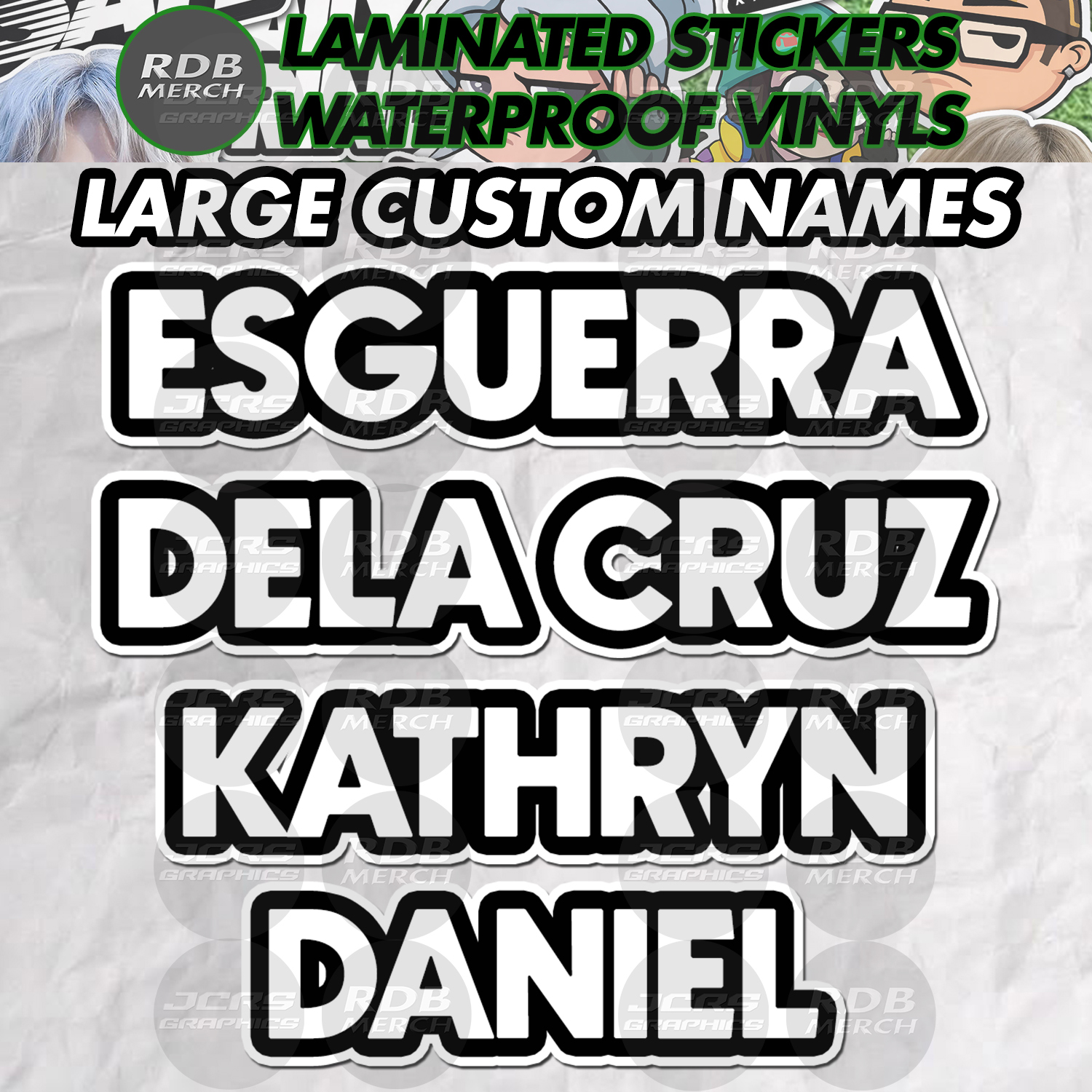 Custom Sticker Name Waterproof Laminated Hologram Glossy Large Size for ...