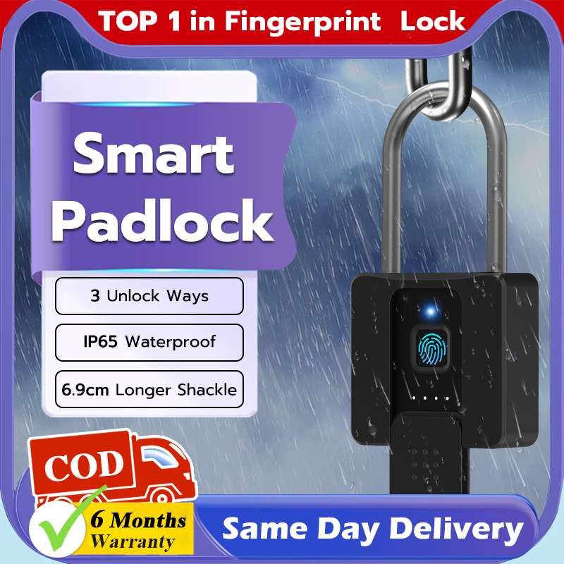 Elinksmart Fingerprint Lock IPX65 Waterproof and Antirust Smart Padlock ...