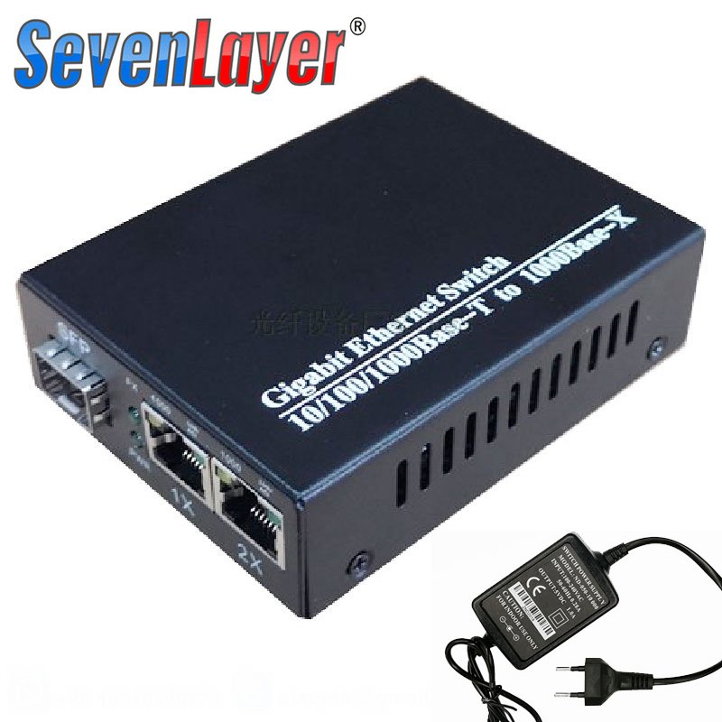 1pcs Gigabit Media Converter 1 SFP to 2 RJ45 UTP with LC SFP module 5KM ...