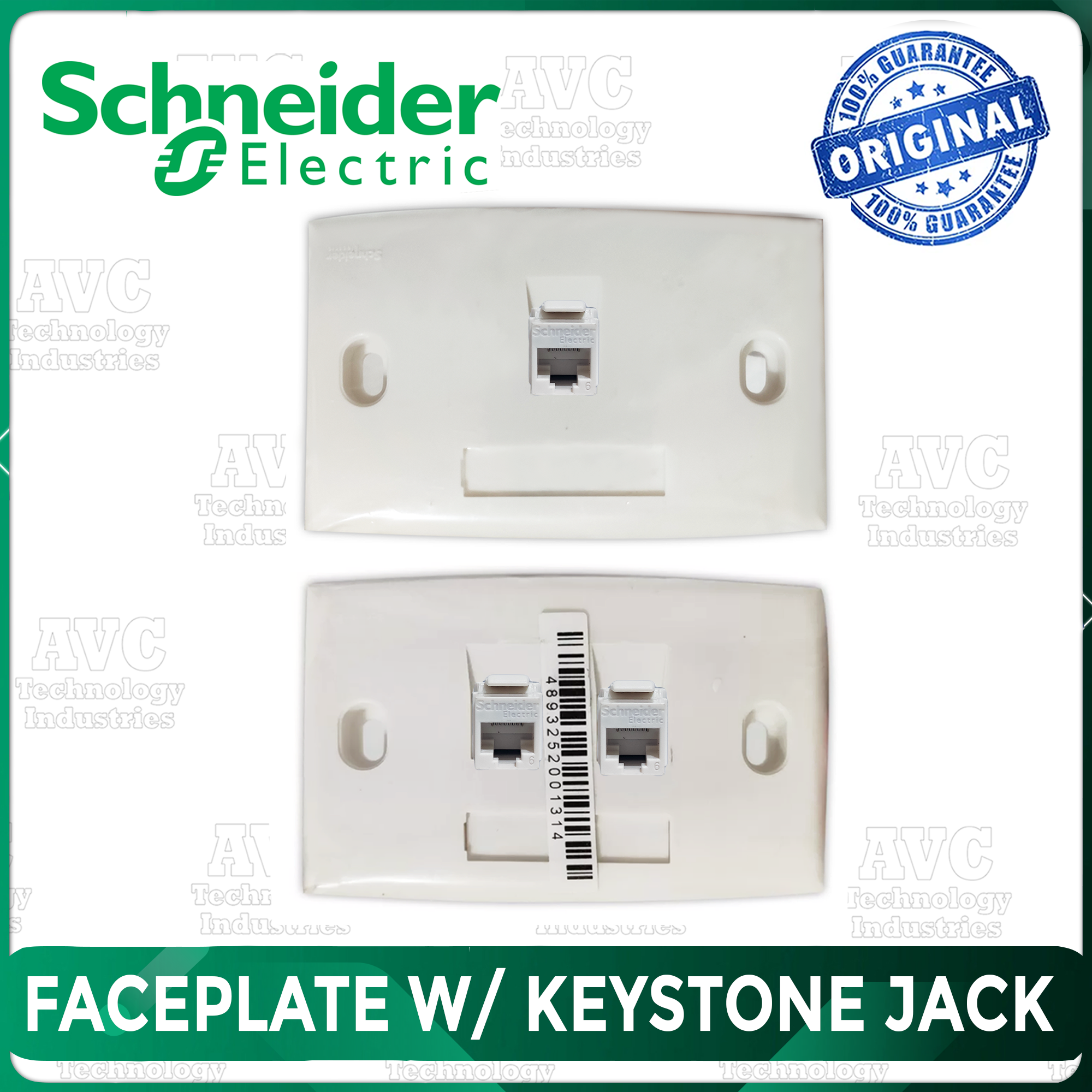 SCHNEIDER 1 port 2 port Face Plate with Cat6 Cat5E keystone Jack ...